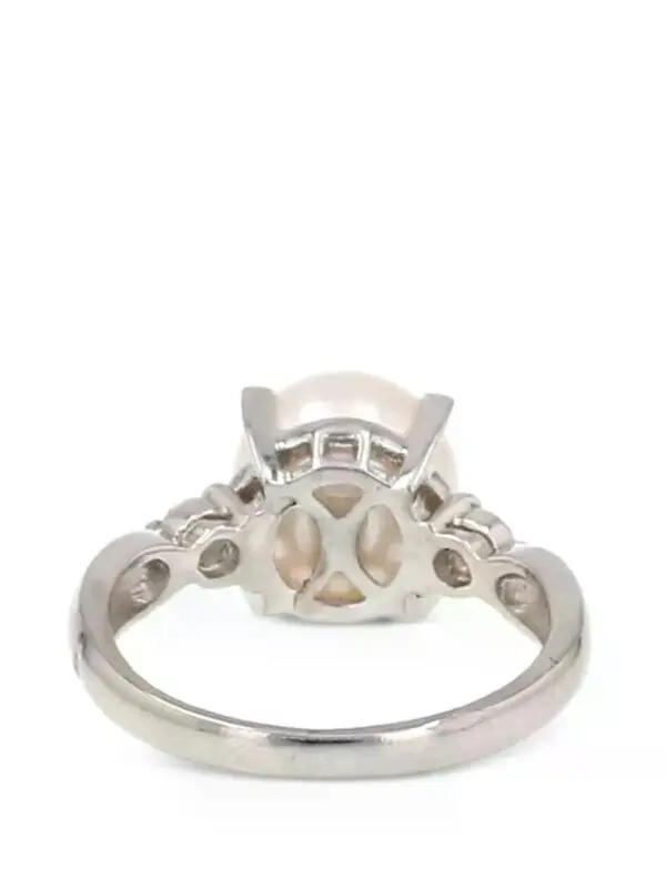 TASAKI 2000s Cultured Pearl And Diamond Ring In Platinum