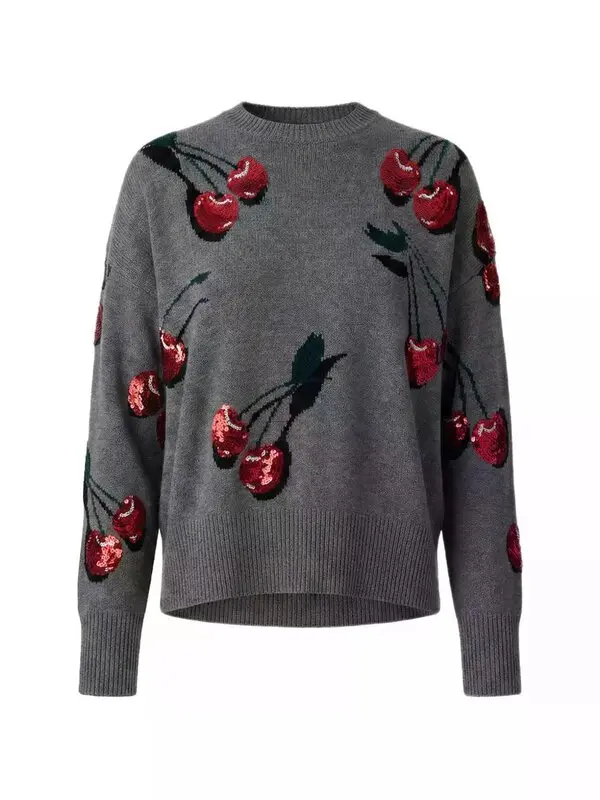 Monse Cherry Intarsia Sequin Embellishment Sweater
