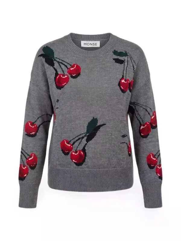 Monse Cherry Intarsia Sequin Embellishment Sweater