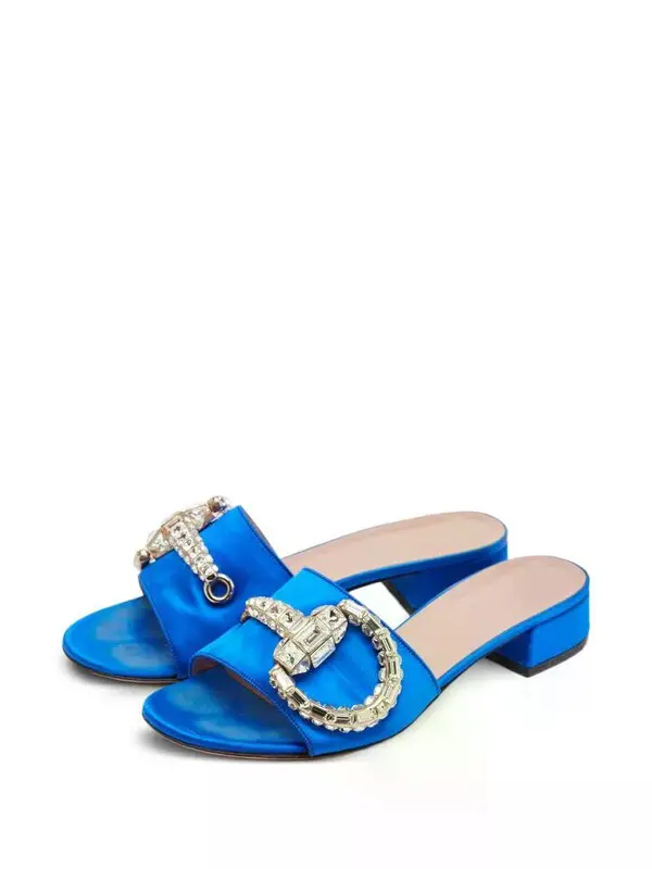 Gucci Horsebit Crystal Embellishment Sandals