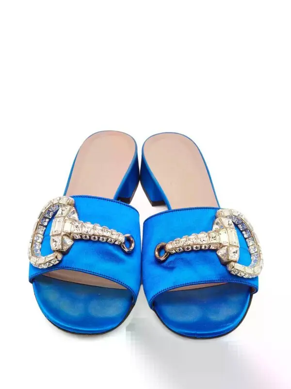 Gucci Horsebit Crystal Embellishment Sandals