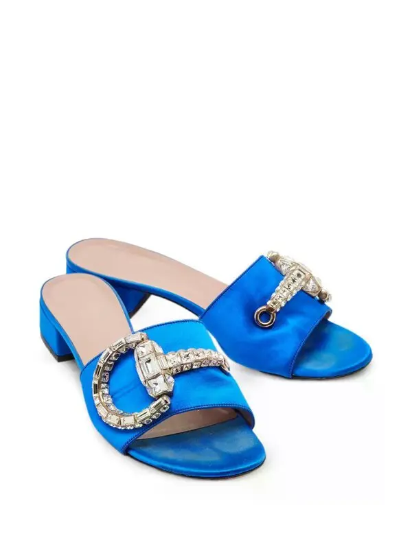 Gucci Horsebit Crystal Embellishment Sandals