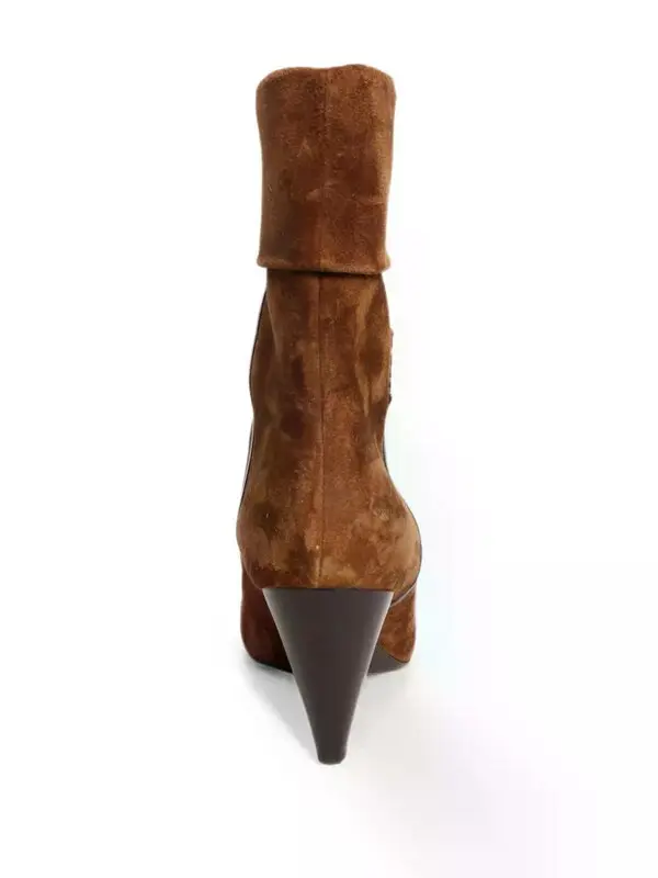 Saint Laurent Suede Ankle Boots With Logo Plaque