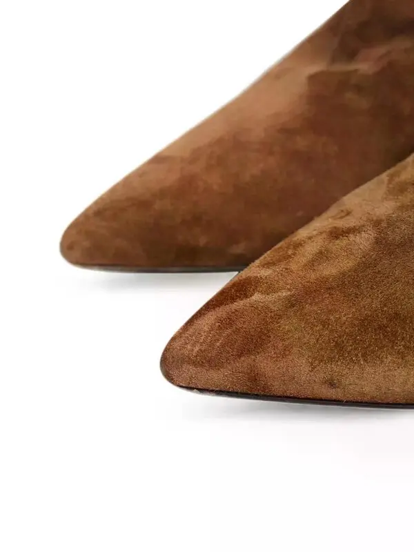 Saint Laurent Suede Ankle Boots With Logo Plaque