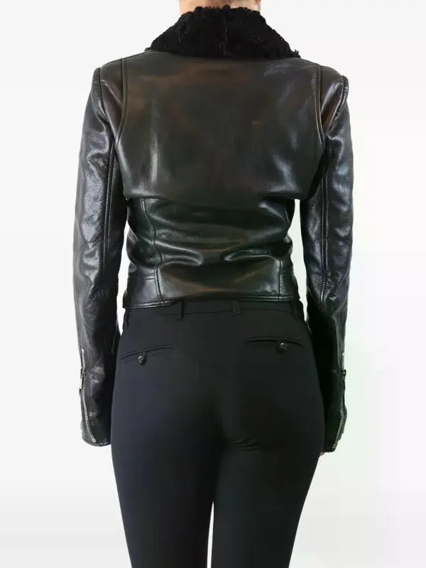 Balenciaga Shearling Collar Biker Jacket