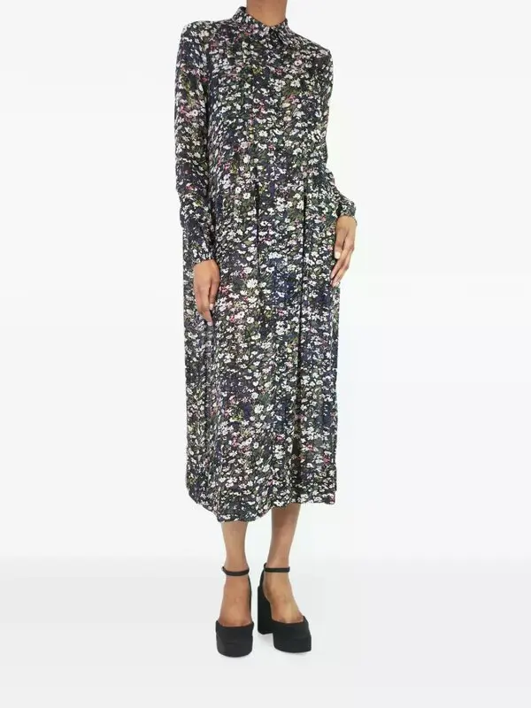 GANNI Floral Print Midi Dress - Blue