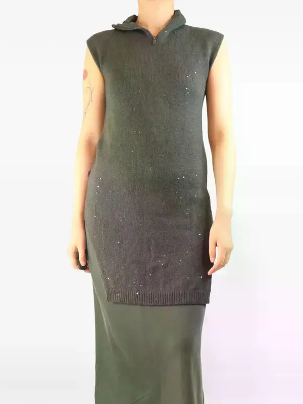 Brunello Cucinelli Sequin Embellished Turtleneck Top - Green
