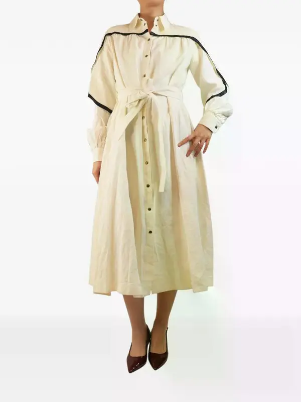 Celine Belted Shirt Maxi Dress - Neutrals