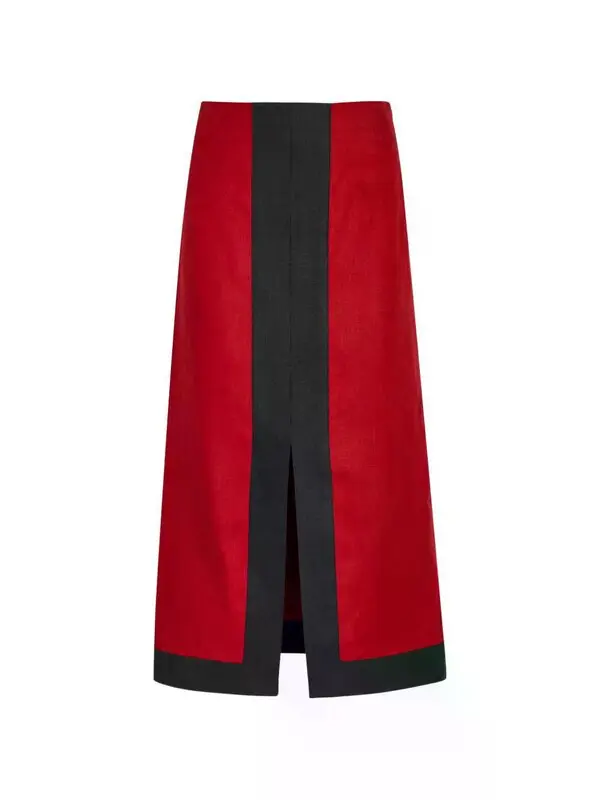 LIBEROWE Ruth Panelled Midi Skirt With Slit Detail - Red