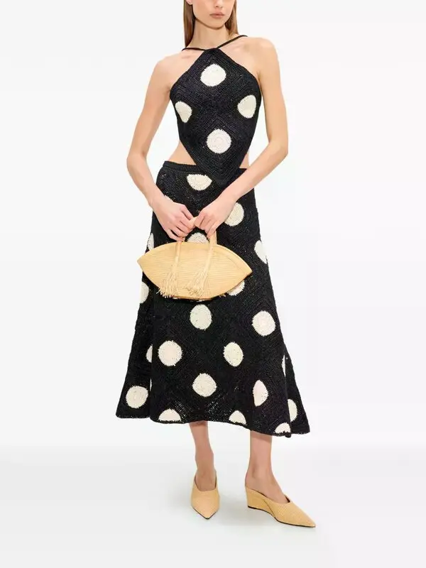 SIMONMILLER Polka-dot Crochet Halter Top - Black