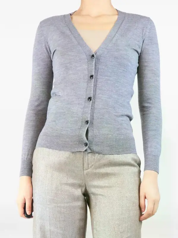 Burberry Fine-knit Check-patch Cardigan - Grey