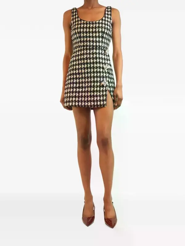 SELF-PORTRAIT Bouclé Floral-embellished Mini Dress - Black