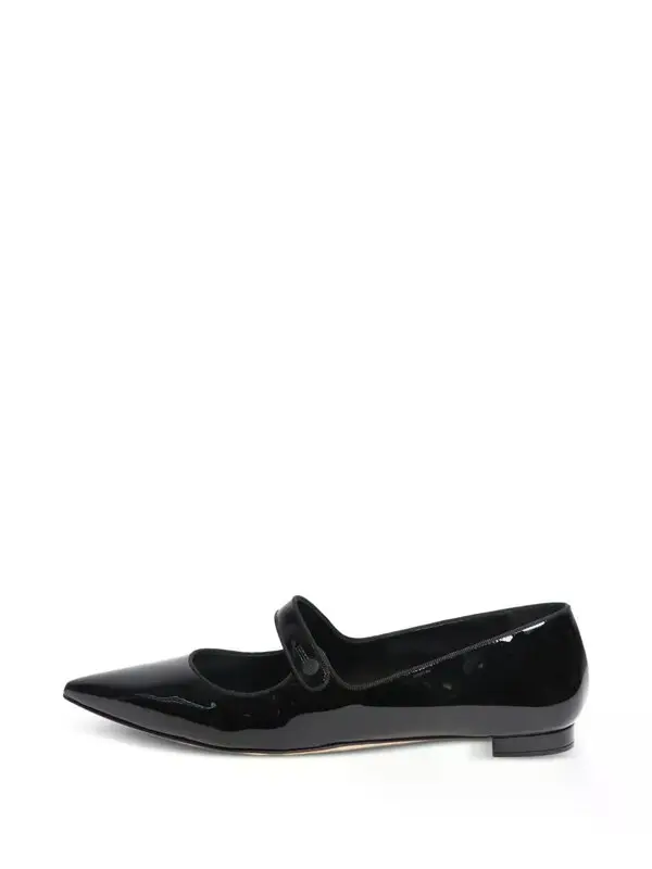 Manolo Blahnik Patent Leather Pointed Toe Flat Pumps - Black