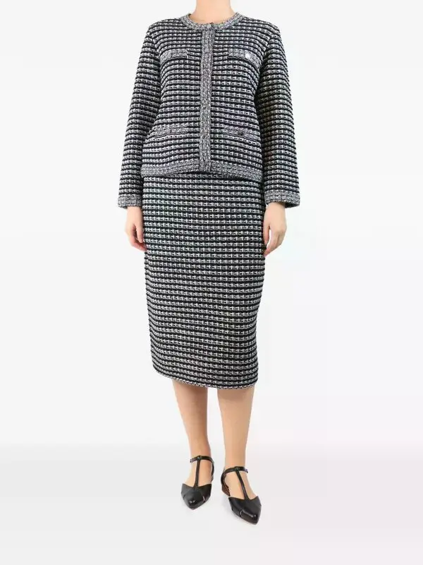 Tory Burch Jacquard Knit Cardigan And Skirt Set
