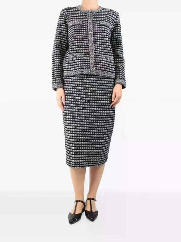 Tory Burch Jacquard Knit Cardigan And Skirt Set