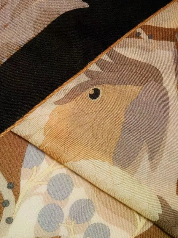 FERRAGAMO Parrots Print Cashmere Shawl