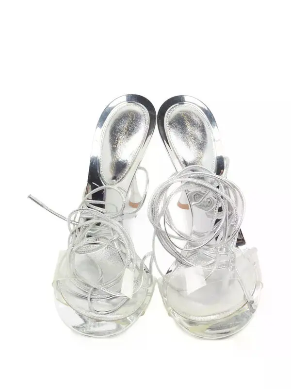 GIANVITO ROSSI Metallic Lace-up Sandals