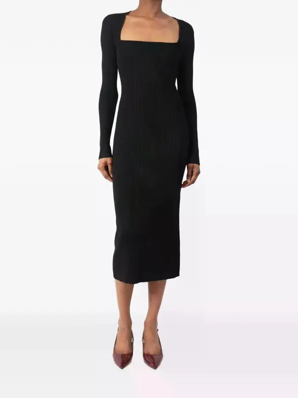 GANNI Rib-knit Midi Dress