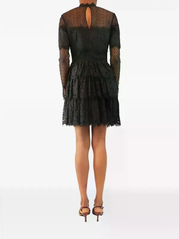 TEMPERLEY LONDON Ruffled Lace Mini Dress - Black