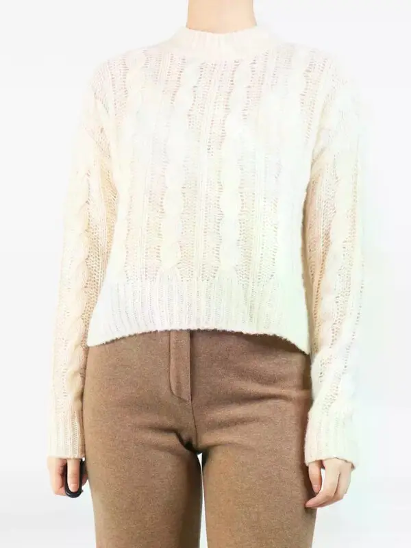 ME+EM Cream Cable-knit High Neck Sweater - Neutrals