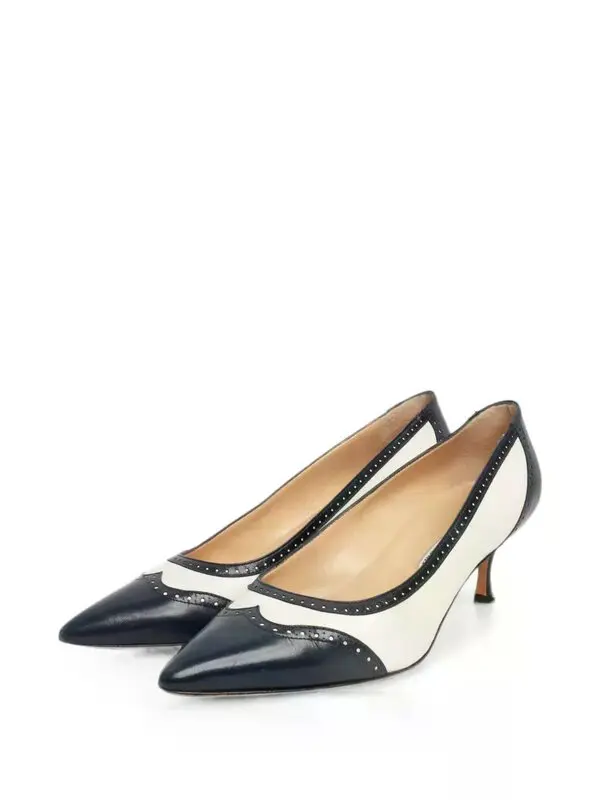 Manolo Blahnik And White Leather Pumps
