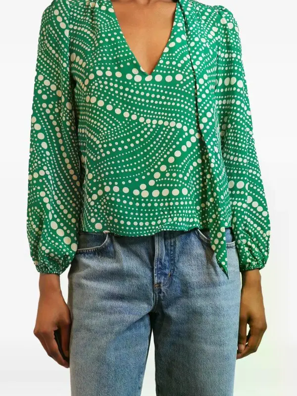 Rixo Polka-dot Silk Blouse