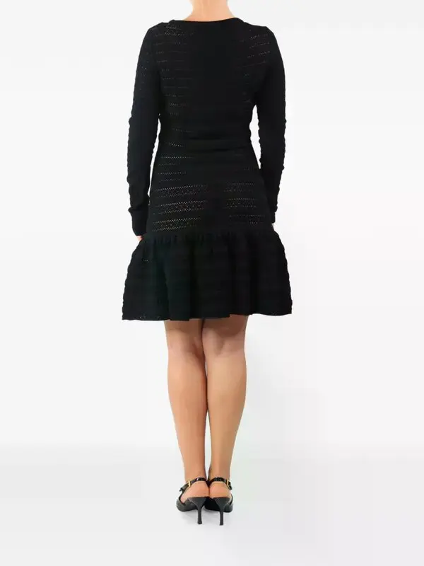 Valentino Garavani Pointelle Knit Ruffled Hem Mini Dress