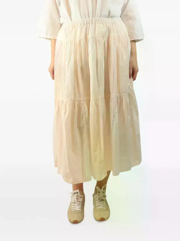 CASEY CASEY Pleated Tiered Midi Skirt - Neutrals