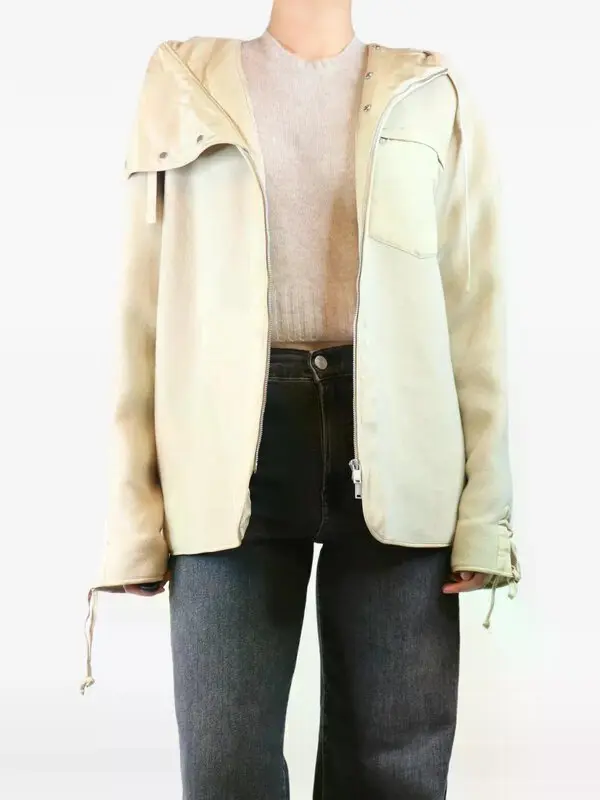 JIL SANDER Cream Wool Hooded Jacket