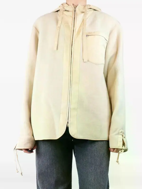 JIL SANDER Cream Wool Hooded Jacket