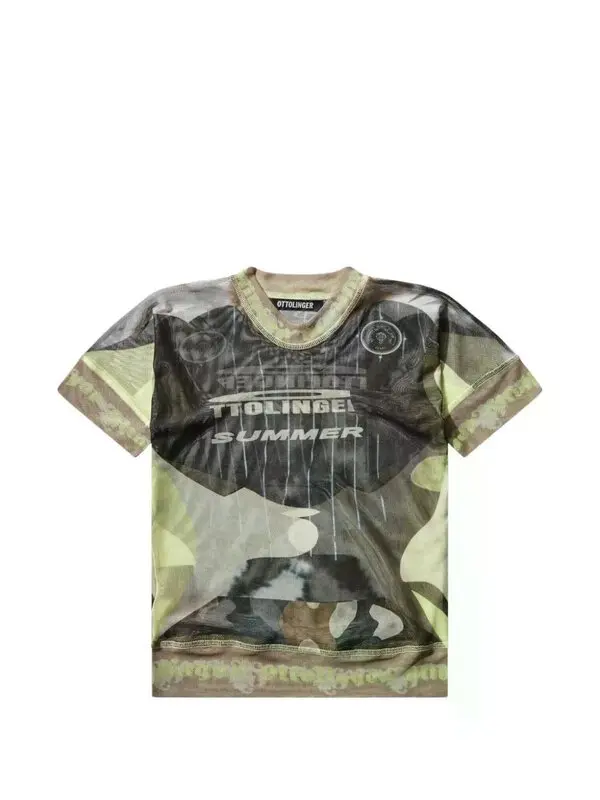 Ottolinger Graphic Print Mesh T-shirt - Brown