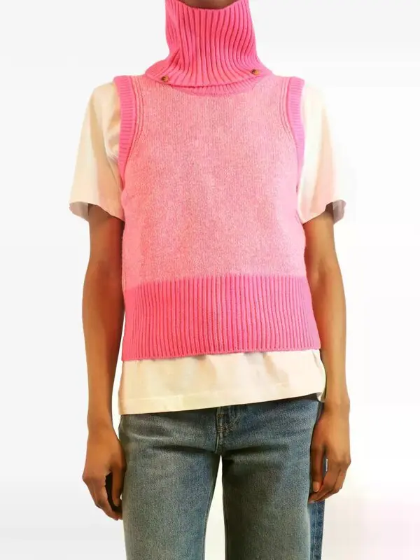 ME+EM Knitted Crew Neck Sweater Vest With Detachable Snood