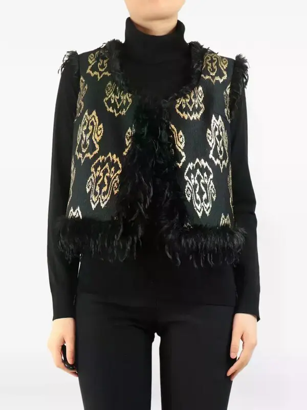 Giambattista Valli Embroidered Feather-trim Gilet - Black
