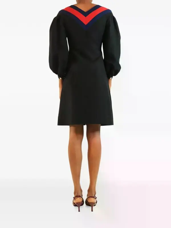 Gucci Puff-sleeve Zip-up Mini Dress - Black