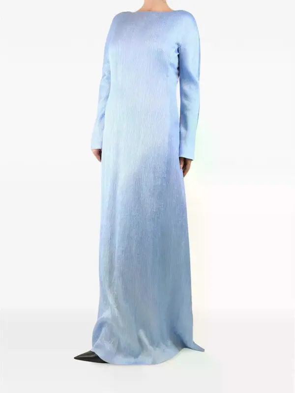 EMILIA WICKSTEAD Plissé Long-sleeve Maxi Dress - Blue
