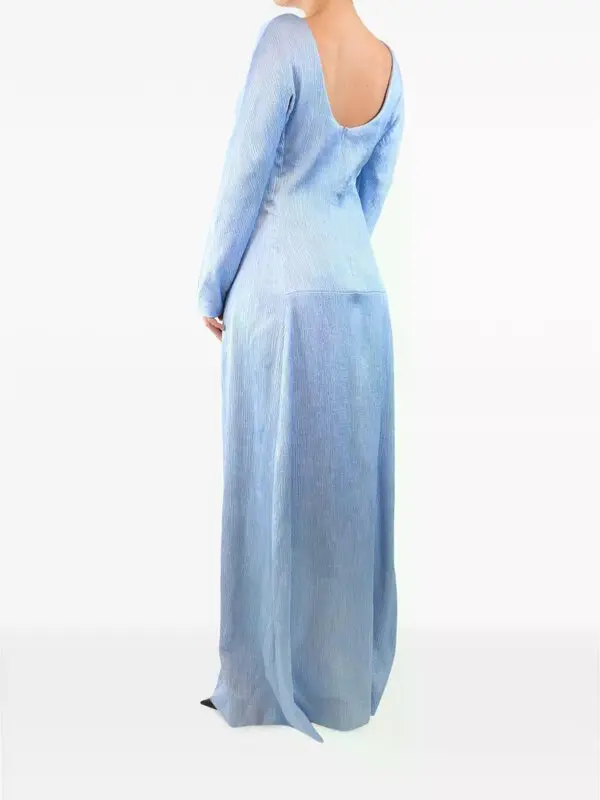 EMILIA WICKSTEAD Plissé Long-sleeve Maxi Dress