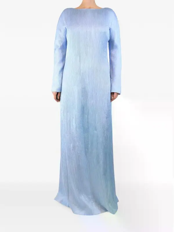 EMILIA WICKSTEAD Plissé Long-sleeve Maxi Dress
