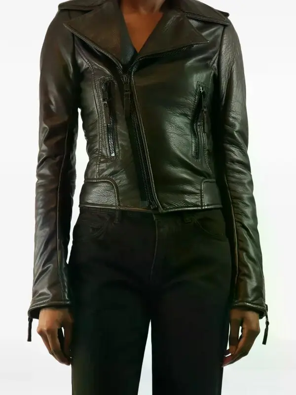 Balenciaga Leather Zip-up Jacket - Brown