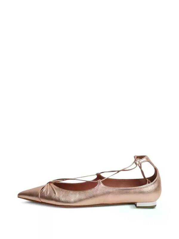 AQUAZZURA Gabi Lace-up Ballet Flats - Pink