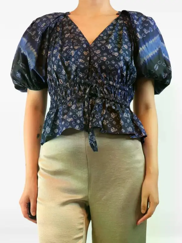 Ulla Johnson Drawstring Waist Puff Sleeve Blouse