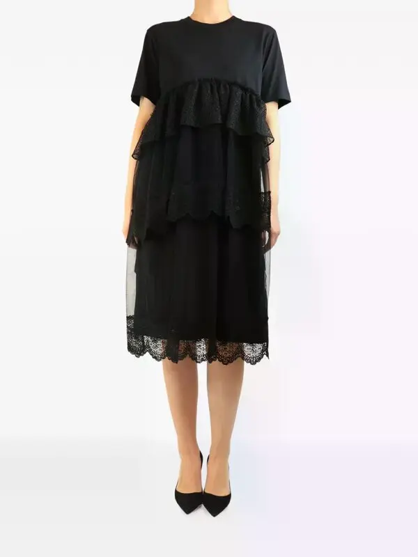 Simone Rocha Tiered Lace-trim Midi Dress