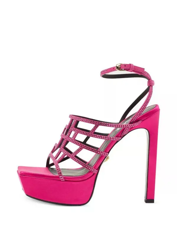 Versace Embellished Platform Stiletto Sandals - Pink
