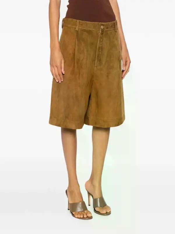 DARKPARK Grainy Leather Shorts - Brown