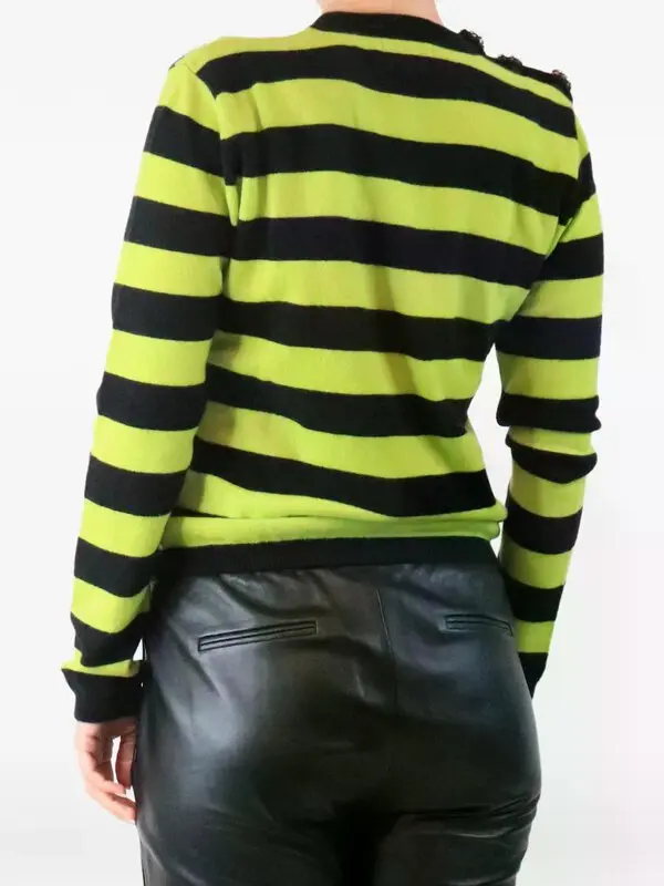 GANNI Striped Crystal-button Sweater