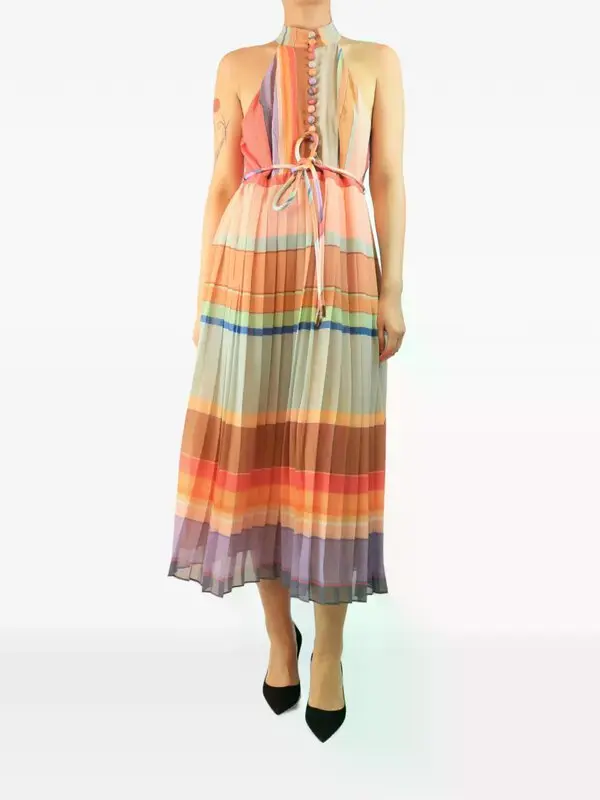 Zimmermann Striped Pleated Midi Dress