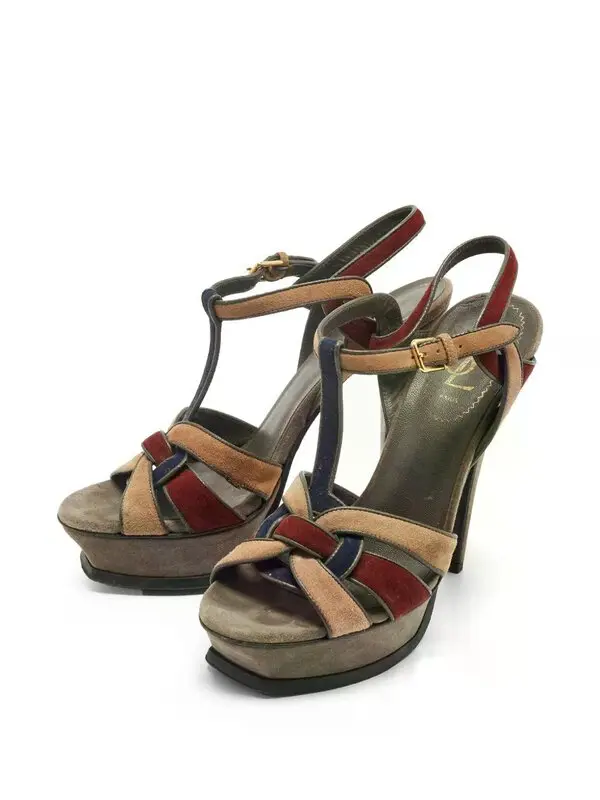 Saint Laurent Tribute Platform Sandals - Neutrals