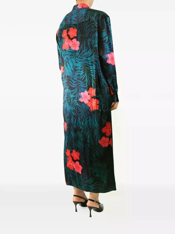 Saint Laurent Floral Print Maxi Shirt Dress