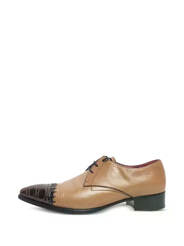 Prada Tan Leather Crocodile-effect Derby Shoes