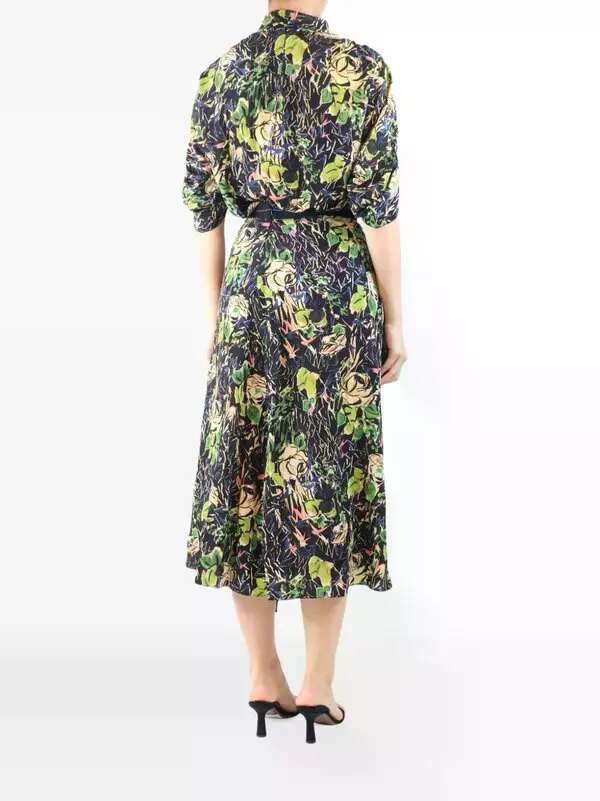 Prada Rose Print Silk Skirt Set