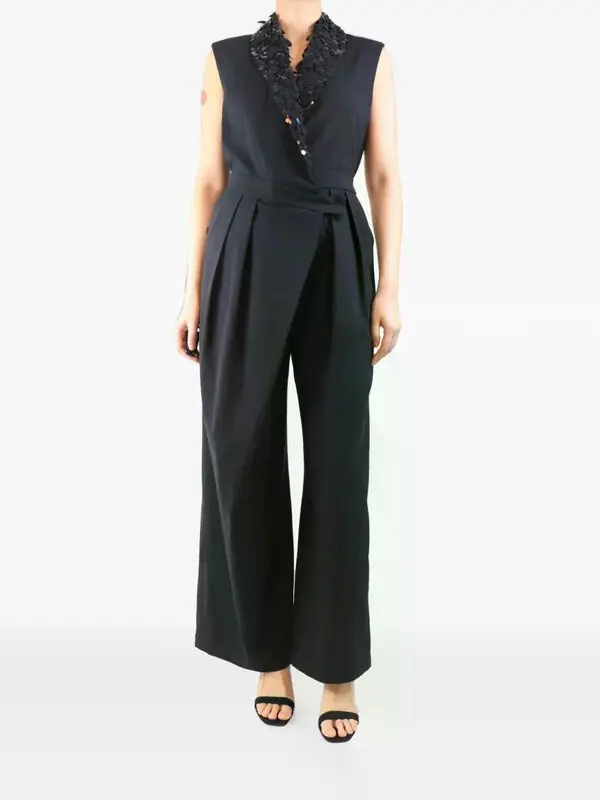 Brunello Cucinelli Sequin Embellished V-neck Jumpsuit - Black